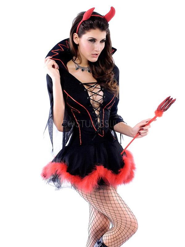 Sexy Black Acrylic Spandex Dress Womens Demon Halloween Cosplay Costume By