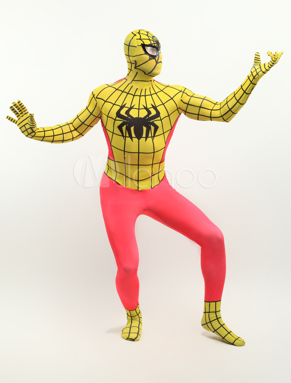 Halloween Yellow Spiderman Zentai Suit Full Body Lycra Spandex Super