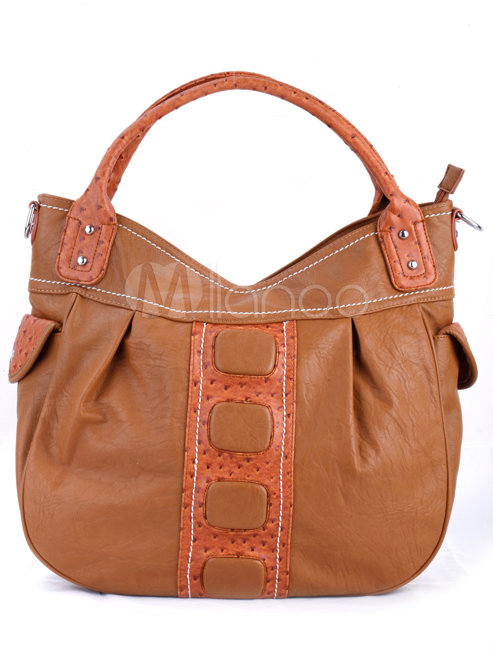 Fantastic Coffee Double Handles Pu Polyester Hobo Handbag | Podtags
