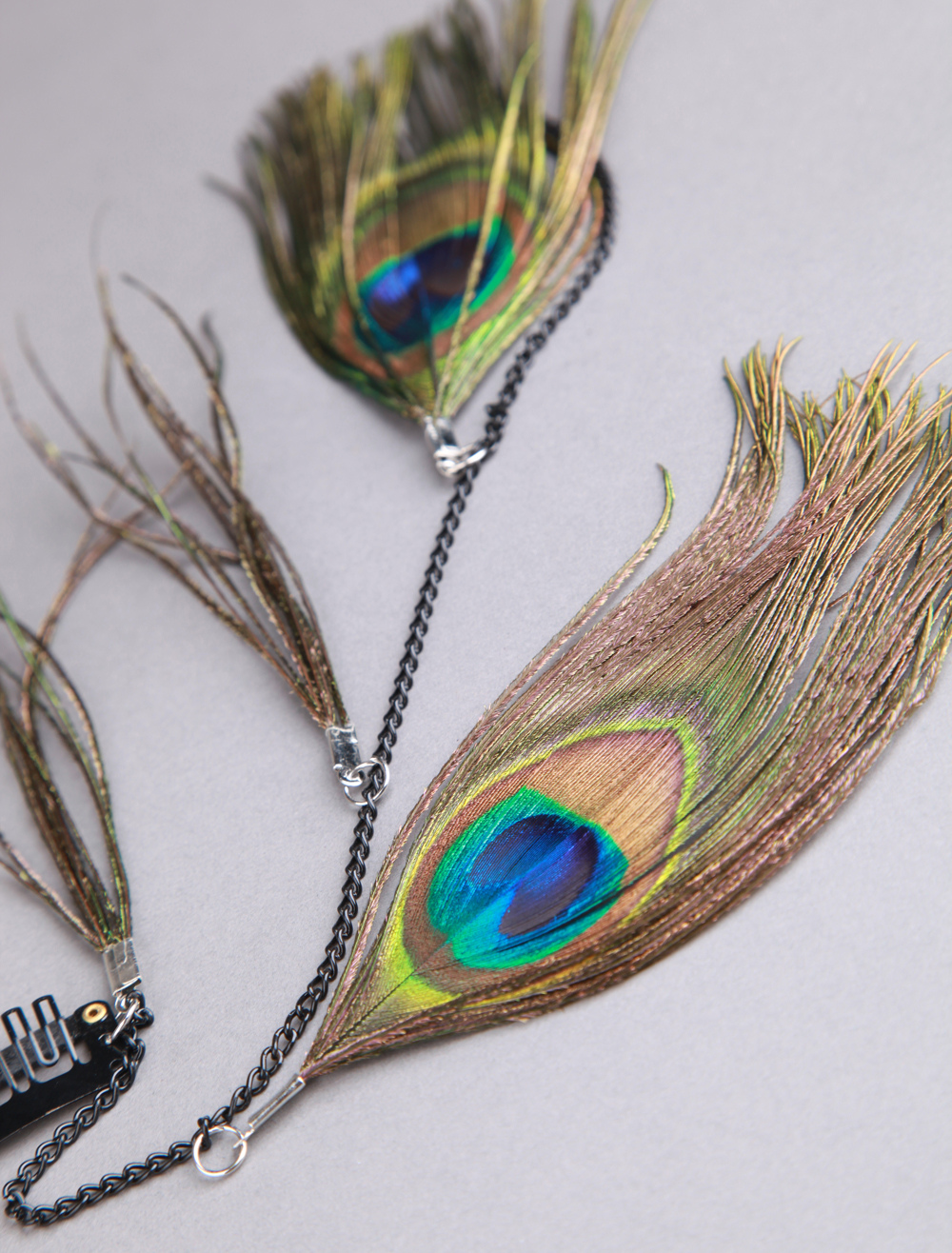 Sage Peacock Feather Pattern Velvet Hair Extension | Iveo