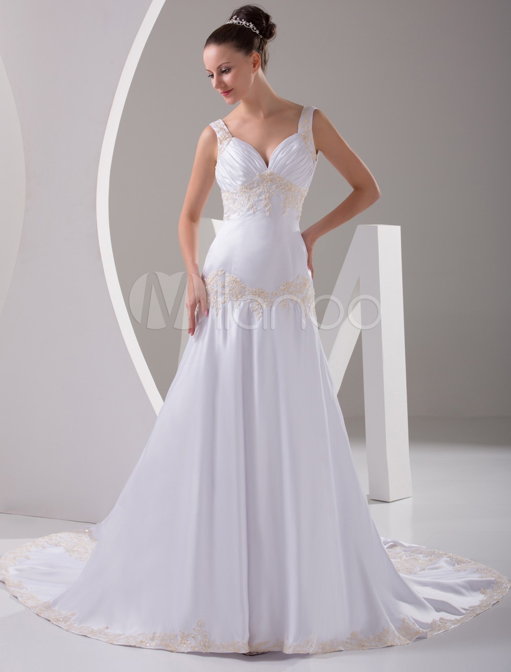 White Rococo Sweetheart Mermaid Trumpet Beading Satin Wedding Dress ...