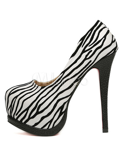 Modern Zebra Print PU Leather Women's High Heels - Milanoo.com