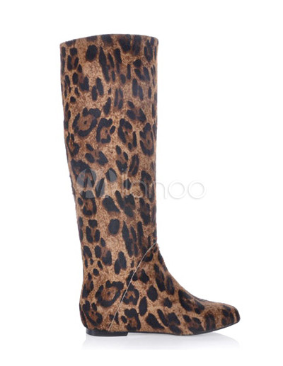 Leopard Print Sheepskin Woman’s Riding Boots | Youxs