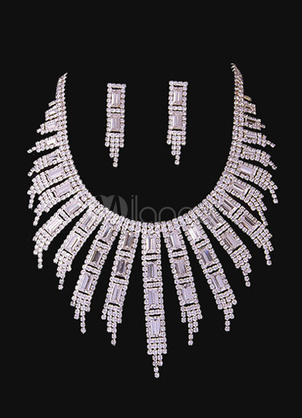 Fashion Rhinestone White Jewelry Set For Bridal | Wikizio