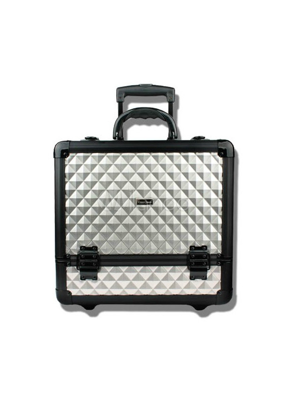Silver Rolling Jewelry Cosmetic Makeup Train Case Lockable Aluminum ...