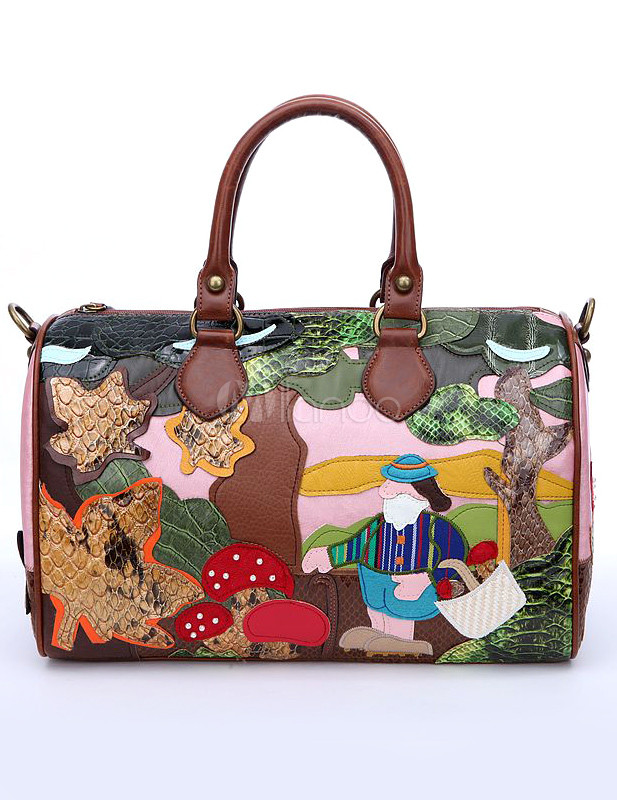 Sweet Multi Color Cartoon Print Pu Leather Women’s Tote Bag | Jabberset