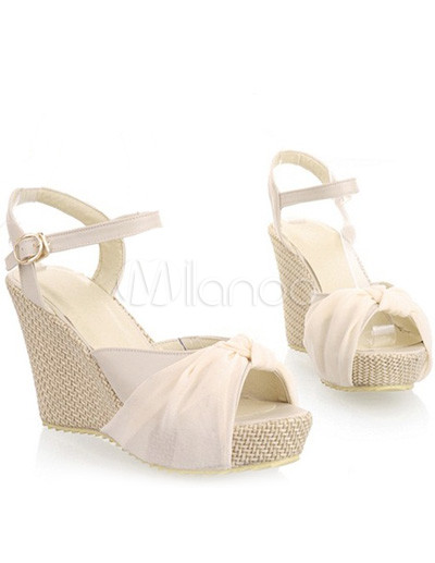 chaussure compensee blanc pour mariage