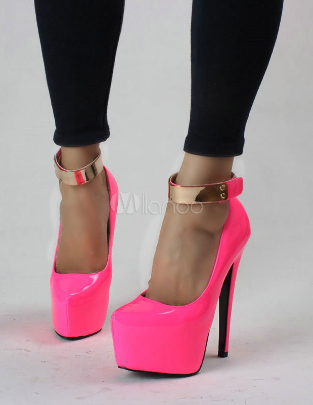 chaussure talon rose fluo
